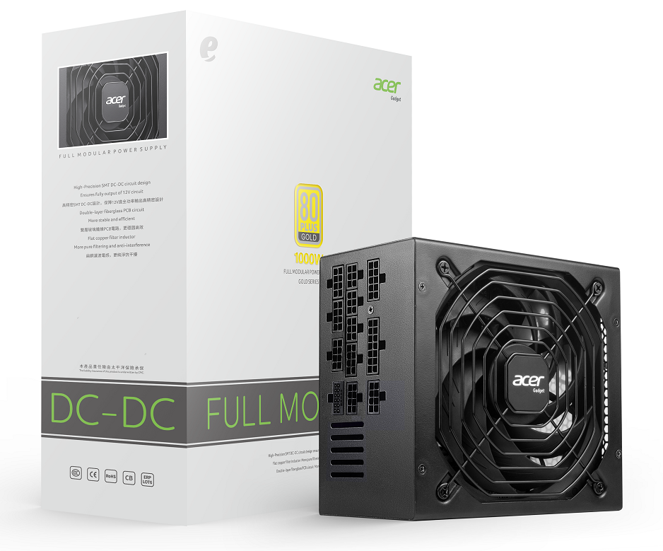 宏碁电源AC1000 全模组金牌（额定1000W）pcie5.0 显卡6+2p*3供电-千度IT