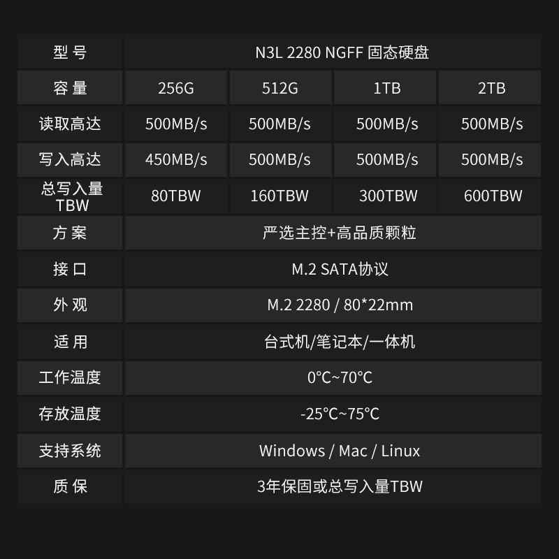 固态硬盘 金邦 N3L 2280 M.2 SATA协议-易来邦订货平台